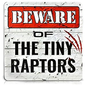 Bigtime Signs Tiny Raptors Chicken Decor 12" x12''- Christmas Chicken Yard Decorations Chicken Toys | Chicken Coop Accessories for Chicken Feeder-Chicken Gifts for Chicken Lovers | PVC, 12x12''