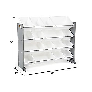 Humble Crew Supersized Wood Toy Storage Organizer, Extra Large, Grey/White & Book Organizer Kids Bookshelf, Grey/Pink