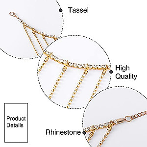 Asooll Crystal Body Chains Fashion Belly Hip Skirts Tassel Waist Chains Summer Beach Nightclub Party Body Accessories Jewelry for Women and Girls (Gold)