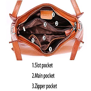 HESHE Genuine Leather Purses and Handbags for Women Shoulder Bags Tote Satchel Hobo Top Handle Designer Ladies Purse(Navy Blue)