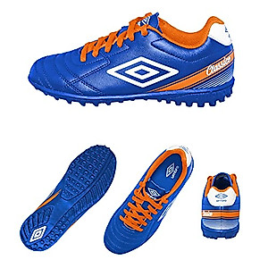 Umbro Boy's Classico X TF Jr. Soccer Turf Shoe, Blue/White/Orange, 4 Little Kid
