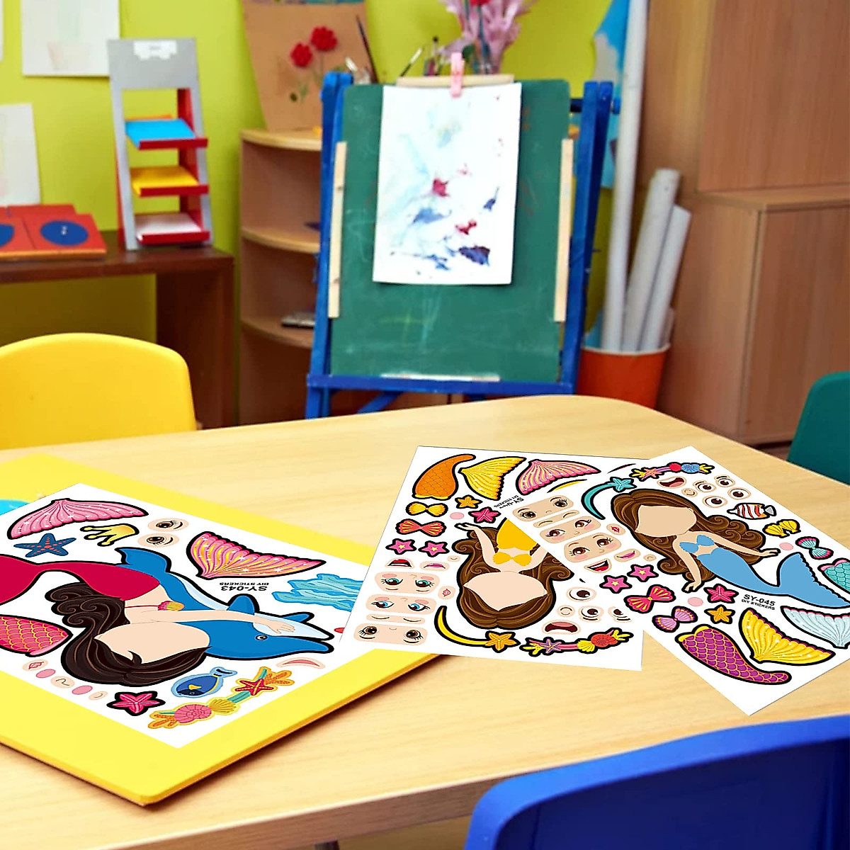 Mermaid Stickers,Make Your Own Mermaid Stickers,Make A Mermaid Stickers DIY Stickers Perfect For Mermaid Party Supplies & Favors for Kids Goodie Bag Filler Rewards (24 Sheets) (Make-A-Mermaid Stickers)