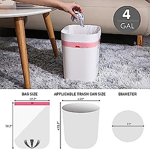 Kerhouze 4 Gallon Trash Bag - 60 Counts Small Drawstring Garbage Bags, Unscented Extra Strong Trash Can Bin Liners for Bedroom, Bathroom, Office