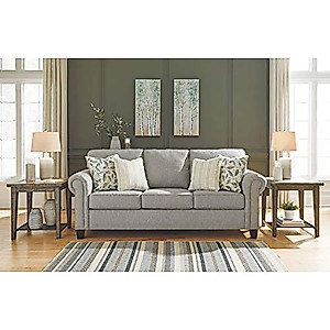 Signature Design by Ashley Alandari Traditional Sofa with 4 Accent Pillows, Gray
