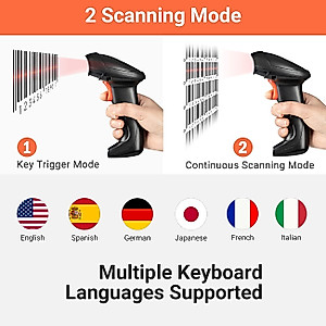 Tera 1D Wireless Barcode Scanner USB Cradle Charging Base Handheld Laser Bar Code Reader 1D Automatic Sensing Fast and Precise Scanner Model 6100