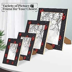POFATO 3D Seven Star Ladybug 4x6 Picture Frame Wood Photo Frame for Tabletop Display Wall Mount Picture Frame Display 4x 6 Inch Photo Wall Decor Home Gift Frames