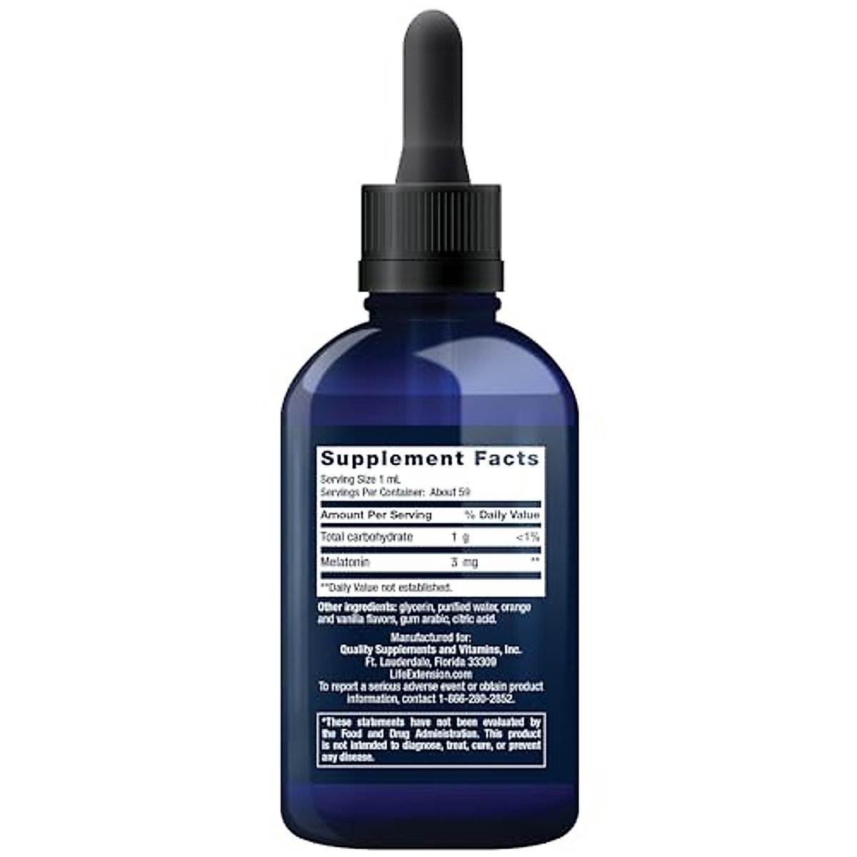 Life Extension Fast-Acting Liquid Melatonin – Sleep & Cellular Health Support Supplement – Gluten-Free – Non-GMO – Citrus-Vanilla Flavor – Net Wt. 2 fl.oz. (59 Servings)