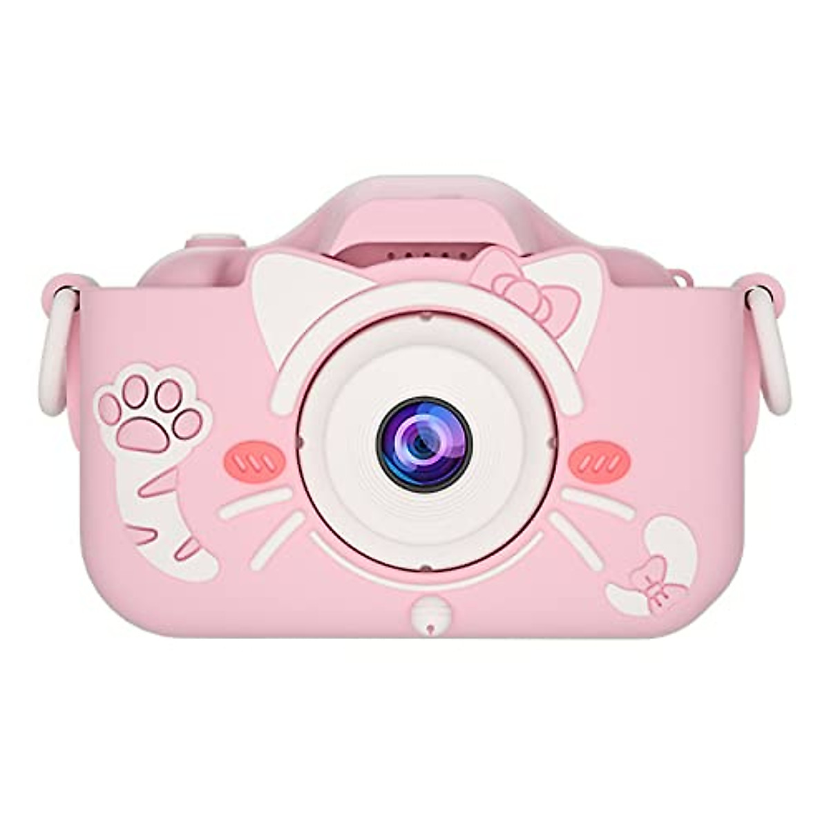 SLSFJLKJ Kids Camera with Silicone Case, Video Camera for Children with Fun Games, Kids Digital Camera with Special Effects, Rechargeable Battery, Ideal for Boys and Girls (Pink Cat Bare Metal)