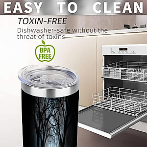 silichee 20 Oz Insulated Tumblers Stainless Steel Cup with Lid Halloween Background Spooky Fog with Ghost Shadow and Many Dead Tumblers Vacuum Coffee Mugs for Cold Hot Drinks for Office