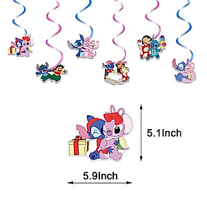 SDQ Birthday Decorations Party Supplies Stitch Party Favor Include Happy Birthday Banner, Cake Topper, Cupcake Toppers, SDQ Party Decorations for Women Men Teens
