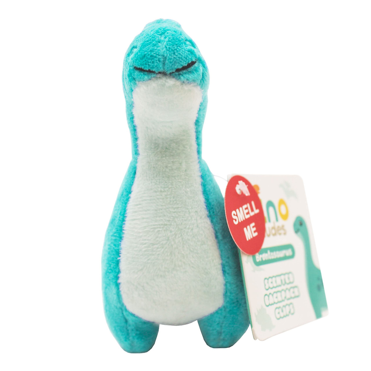 Scentco Dino Dudes Backpack Buddies - Patented Gourmet Scented Plush Toy Dinosaur Clips - Brontosaurus (Raspberry) - Stocking Stuffer
