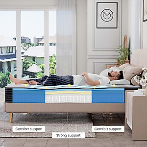 Queen Mattress, 10 Inch Memory Foam Hybrid Queen Size Mattress in a Box, Individual Pocket Spring Breathable Comfortable for Sleep Supportive, Medium Firm Mattresses, RV Mattress (Queen 10'')