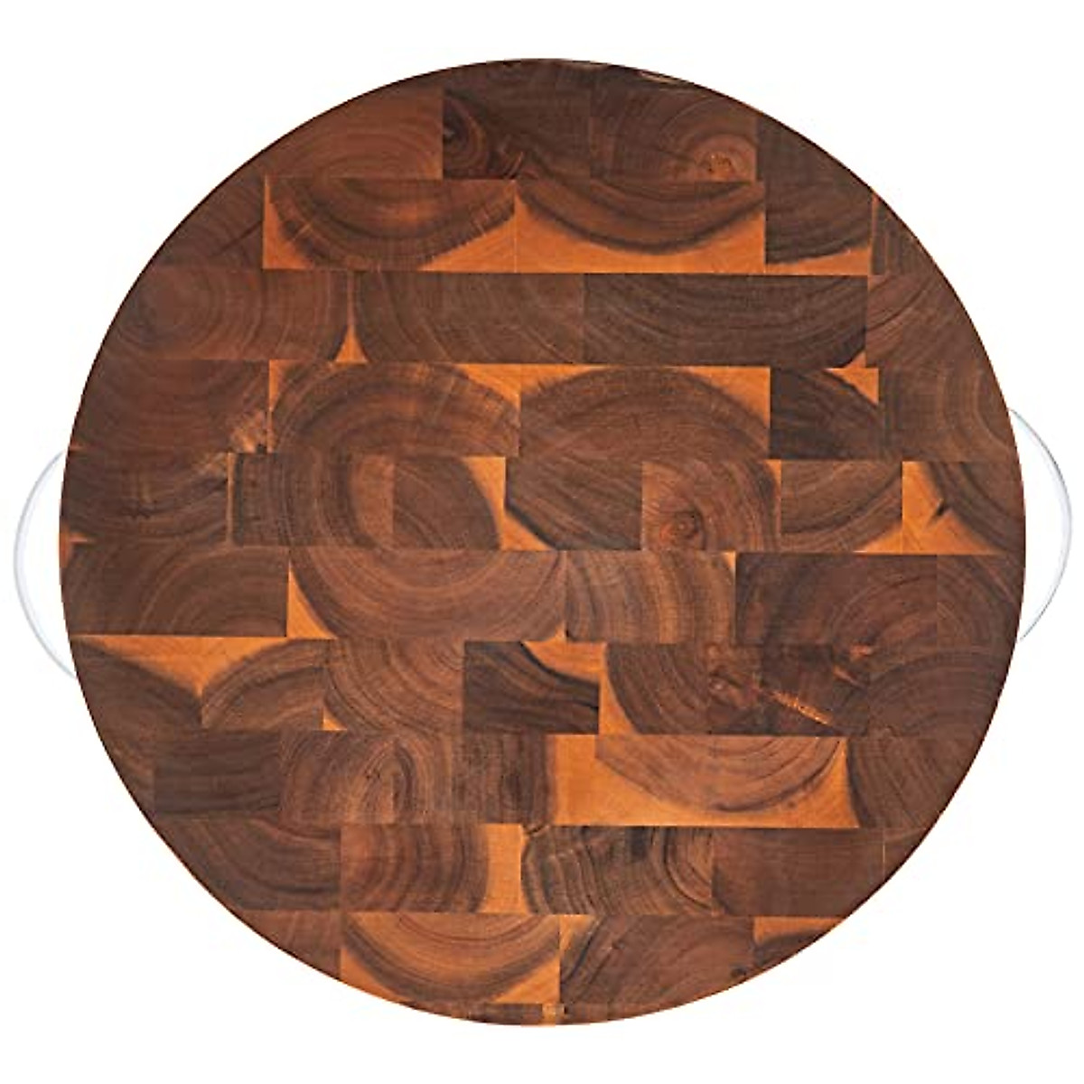 Mountain Woods EGA2SS 15" X 2" Extra Thick Acacia Hardwood End Grain Round Cutting Board w/Stainless Steel Band, 15 X 15 X 2