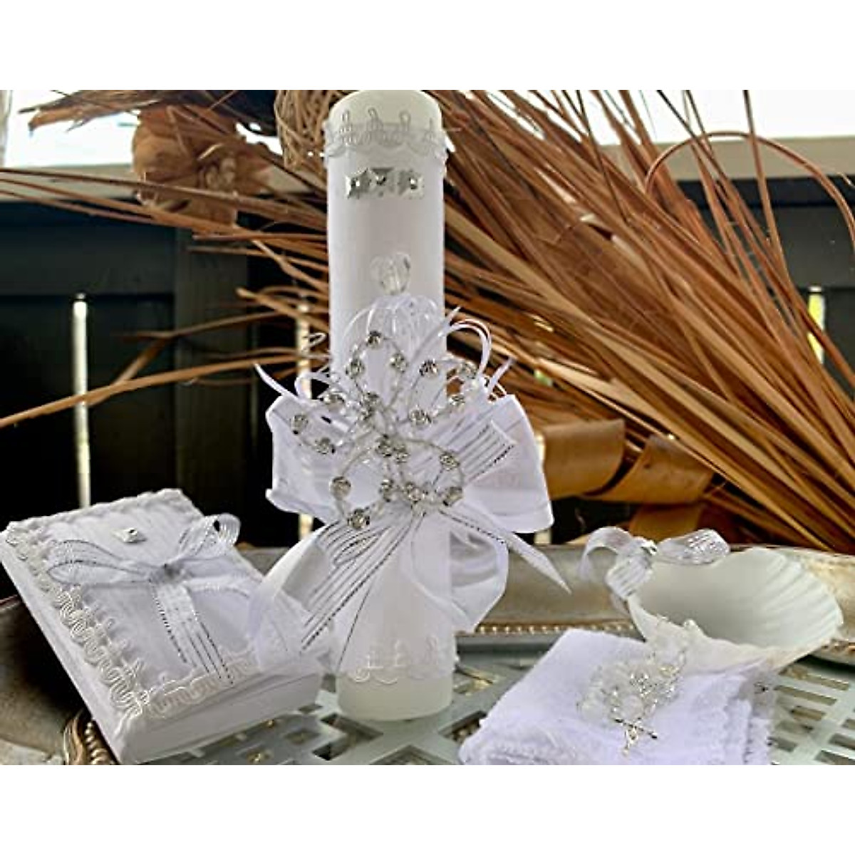 Baptism Candle Ribbons Details