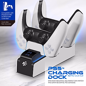 PS5 Charging Station Bonadget PS5 Controller Charging Station with Led Indicator PS5 Charging Dock with USB-C 2 Hours Fast Charging