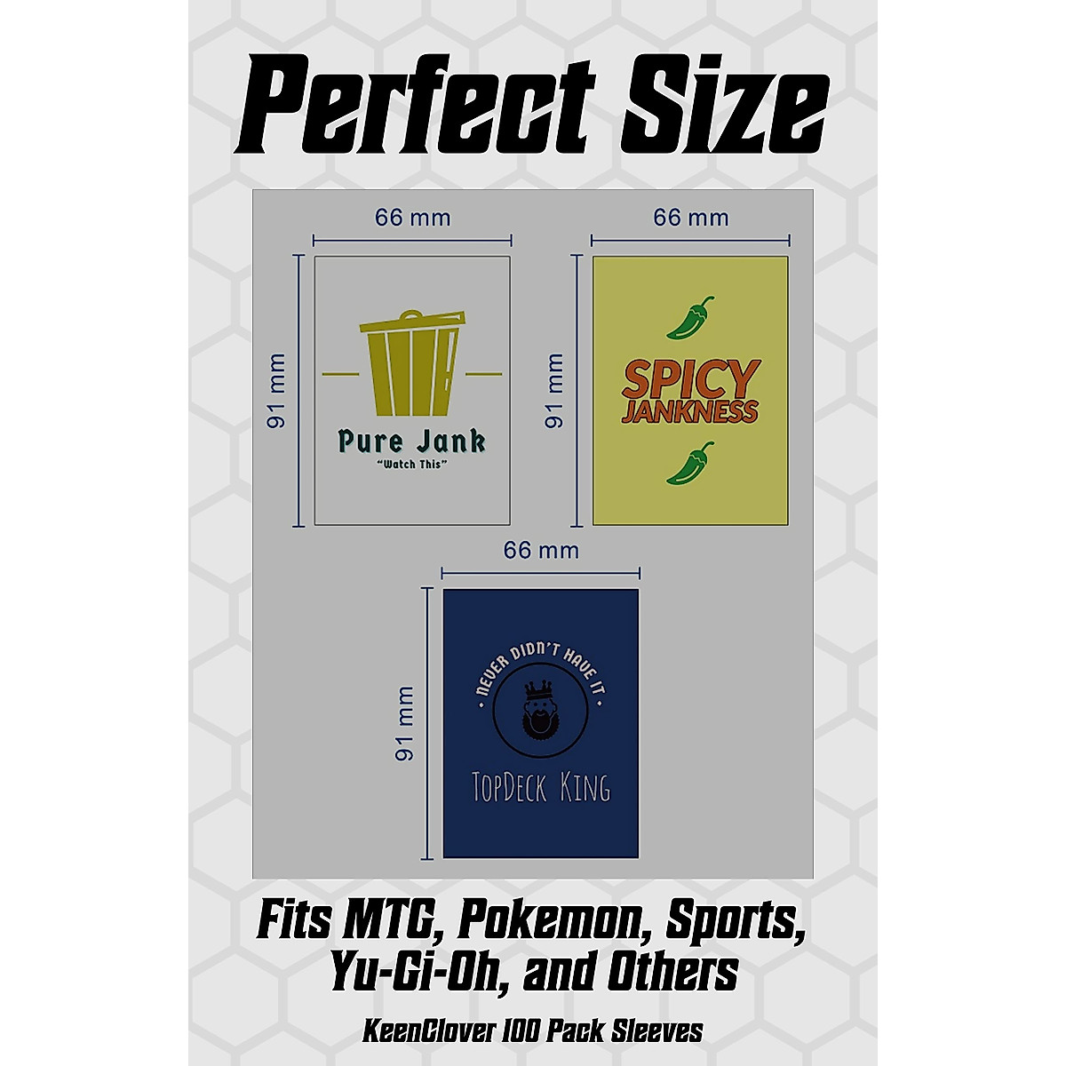 KeenClover Trading Card Sleeves 100 Pack Matte Standard Size, Strong and Thick Pure Jank 66mm x 91mm