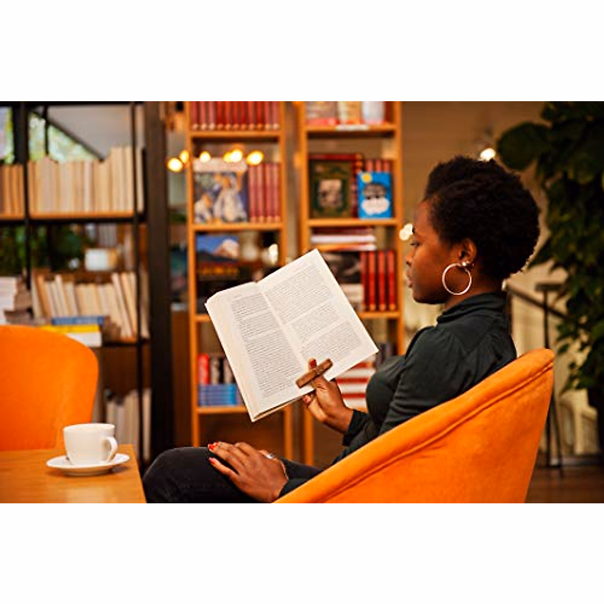 TILISMA Wooden Book Page Holder – Handmade Natural Walnut Thumb Bookmark - Reading Accessories Gifts for Book Lovers, Librarians, Bookworms, Teachers. (Large)