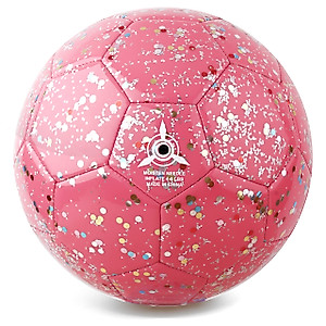 PP PICADOR Soccer Ball Kids Size 3, Glitter Shiny Sequins Toddler Soccer Balls with Pump for Girls Boys Ages 4-6-8 6-12 Child Baby Gift(Pink)