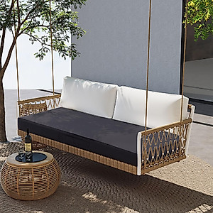 YIJIAN HOME Outdoor Bench Cushion 3.5inches Memory Foam Waterproof Patio Furniture Bench Cushion Porch Swing Cushion with Handle and Adjustable Strap, 42 x 18 Inch Dark Gray