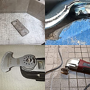 XXGO 4 Pcs Diamond Carbide Oscillating Multi Tool Semi Circle Finger Segment Swing Grit Grout Saw Blades XG4004