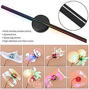 JIANWEI 3D Hologra-m Projector, Wall Mounted 640P Hi-Resolution Hologra-m Advertising Display Fan with 224 LED Holographic Projector for Business Store Signs,Bar,Casino,Party (Black)