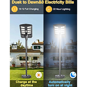 JAYNLT 6000W Solar Street Lights Outdoor with 78" Tall Pole, 3000K/4000K/6500K 400000LM Solar Floor Lamps Dusk to Dawn, IP68 Waterproof Solar Pole Lights with Motion Sensor for Yard, Patio, Camping