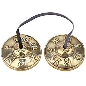 Tibetan Meditation Bell Handcrafted Copper Tibetan Meditation Copper Bell Embossed Tibetan Yoga Meditation Yoga Bell with with Buddhist The Eight Auspicious Symbols(#1)