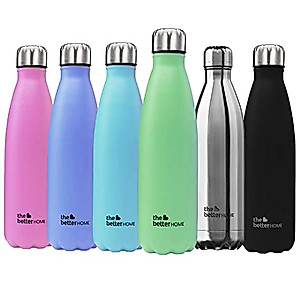 The Better Home 500 Stainless Steel Insulated Water Bottle | Thermos Flask 500ml | Hot and Cold Steel Water Bottle 500ml | Food Grade & BPA Free Insulated Water Bottles (Pack of 2)