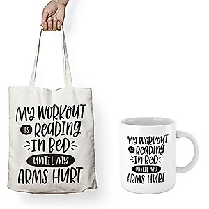 HAPPINESS IS A CUP OF COFFEE & A GOOD BOOK - Canvas Tote Bag Ideal Book Gift! Readers Gift for your favorite bookworm man or woman. Fun literary gifts for friends that love book related quotes!
