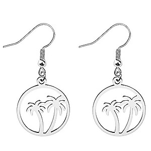 BEKECH Tropical Coconut Palm Tree Cut Out Earring Summer Beach Jewelry Holiday Bridal Beach Wedding Jewelry for Bridesmaid