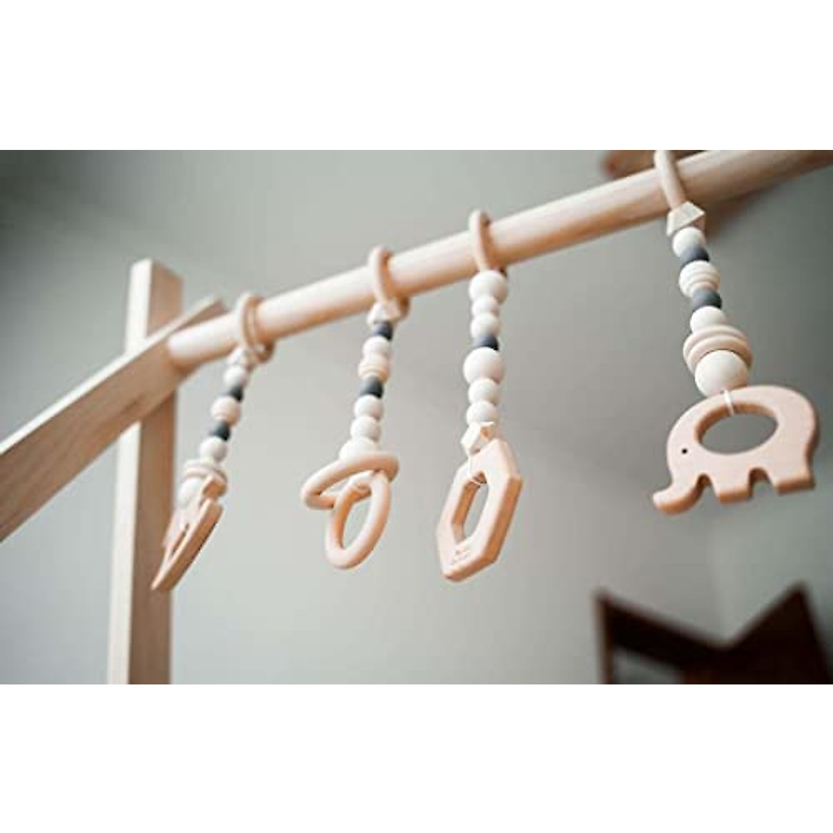 Zoro Wooden Baby Gym for Small Baby,4 Hanging Toys for Baby Play Gym, Foldable Baby Activity Gym Frame, Hanging Bar Gym for Baby Made with Pine Wood (Blue)