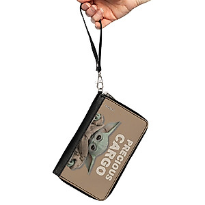 Buckle-Down Women's PU Zip Around Wallet Rectangle-Star Wars The Child, 7.5"x4.5"