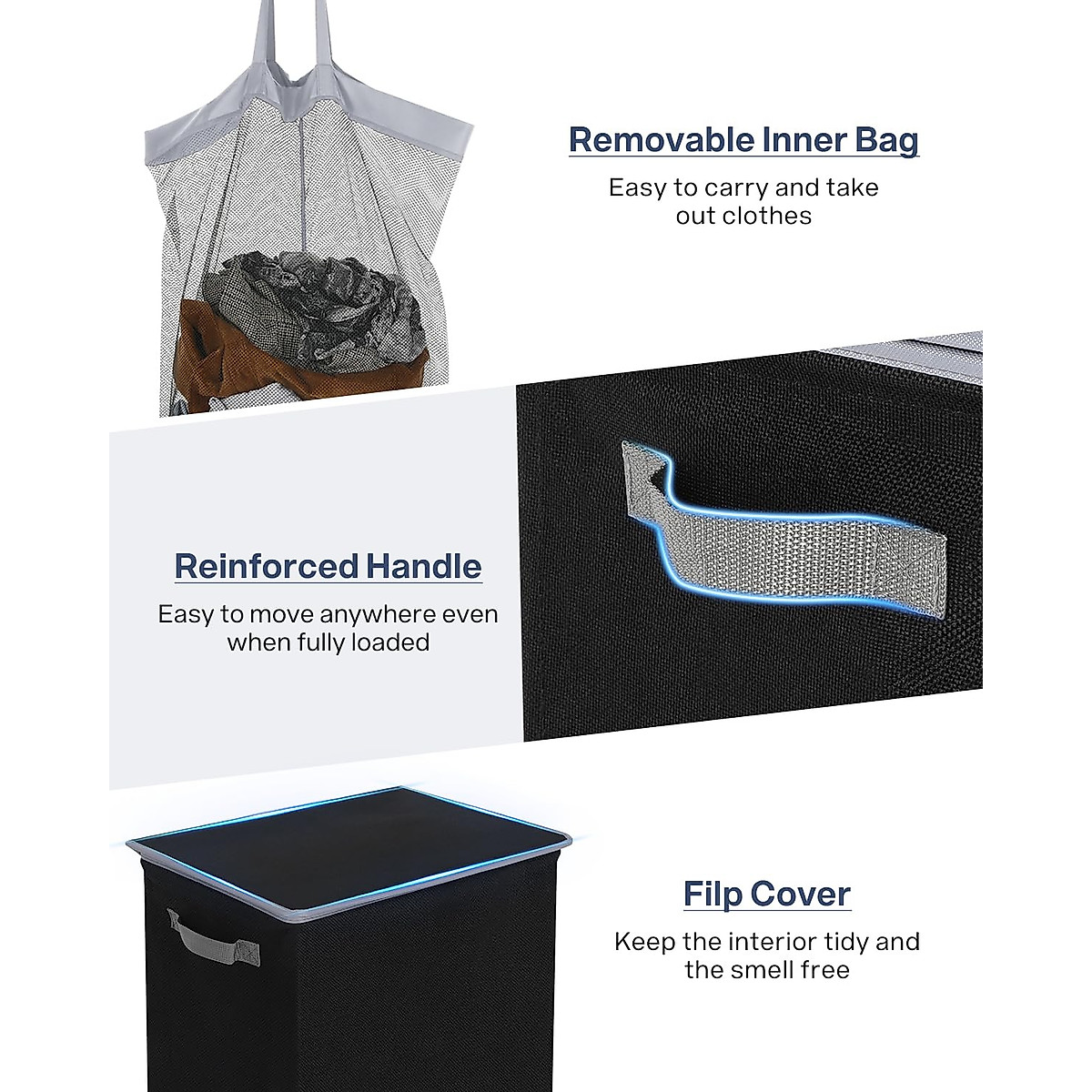 SOLEDI Laundry Basket with Wheels, Laundry Hamper with Lid 90L(23.8 gal), Clothes Hamper with Bag Removable - Rolling Laundry Basket, Move Smoothly- Suitable for Apartment, Bathroom, Bedroom, Dorm