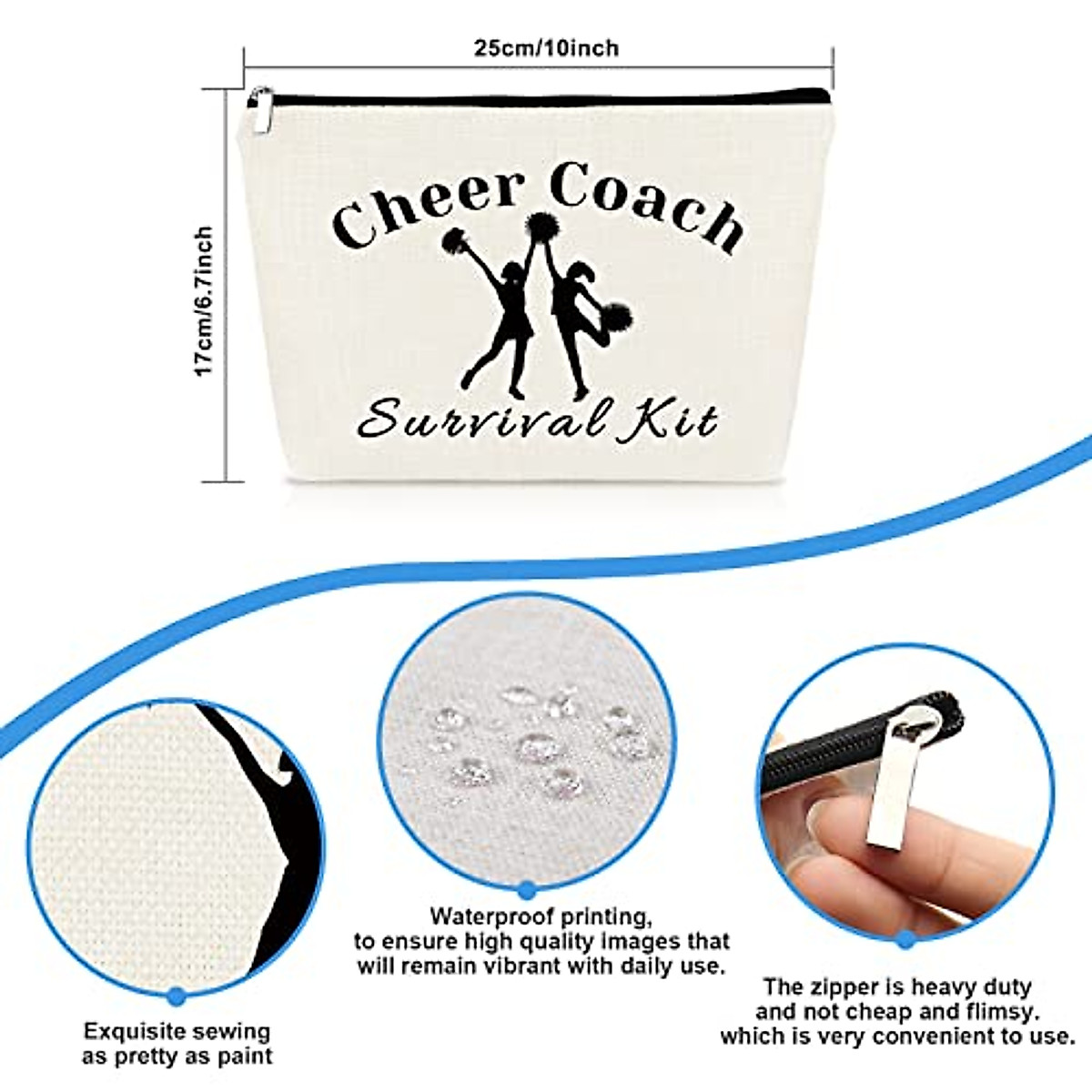 Cheer Coach Gift Cheerleading Coach Gift Makeup Bag for Women Cheer Mom Gift Cosmetics Bag Cheer Coach Appreciation Gift Thank You Gift Birthday Gift for Cheer Coach Cheer Leader Travel Makeup Pouch