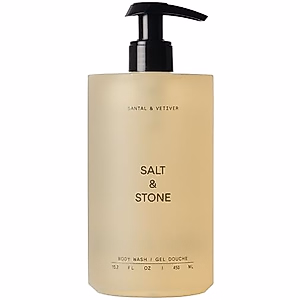 SALT & STONE Antioxidant-Rich Body Wash - Santal & Vetiver | Cleanse, Nourish & Soften Skin with Niacinamide & Hyaluronic Acid | Free From Parabens, Sulfates & Phthalates (15.2 fl oz)