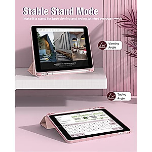 TiMOVO iPad 6th/5th Generation Case (2018/2017), iPad Air 2/Air 1 Case (2014/2013) with Pencil Holder, Slim Protective Clear Transparent Back Case Cover for iPad 9.7 inch, Auto Wake/Sleep, Light Pink