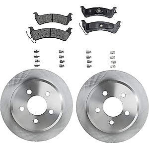 SureStop Rear Brake Disc and Pad Kit 2-Wheel Set Compatible With 1994-1998 Jeep Grand Cherokee Semi-Metallic, 5 Lugs, Cast Iron