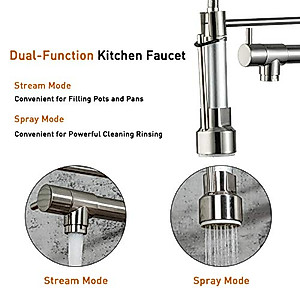 Kitchen Faucet with Pull Down Sprayer Contemporary Single Handle Kitchen Sink Faucet GAPPO Solid Brass Spring Kitchen Faucet Brushed Nickel