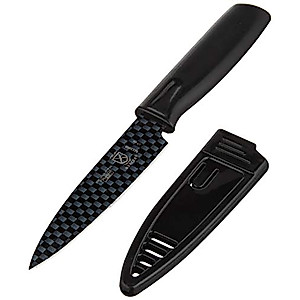 Mercer Culinary Non-Stick Paring Knife with ABS Sheath, 4 Inch, Black, 1 Pack