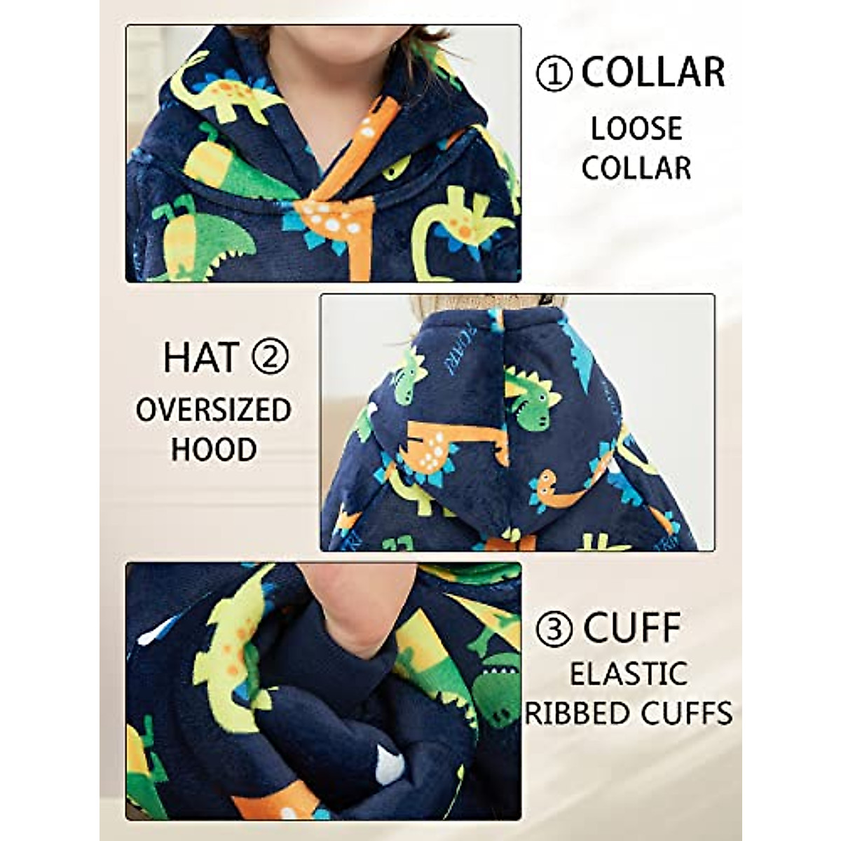 Lzzidou Oversized Wearable Blanket Hoodie for Kids 2-6YR, Two Layers Cozy Flannel Sherpa Blanket Sweatshirt Printed