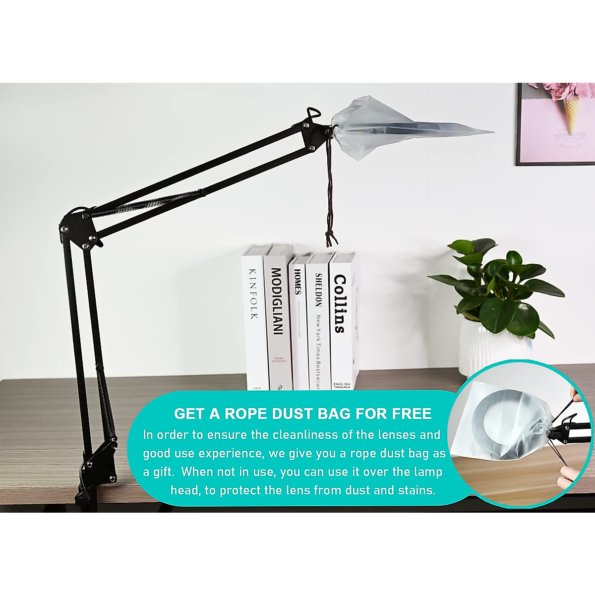 V.C.Formark Magnifying Glass with Light,10X Magnifying Lamp with Remote Control - 3 Color Modes Stepless Dimmable, LED Lighted Magnifier with Light for Close Work,Reading,Repair,Crafts