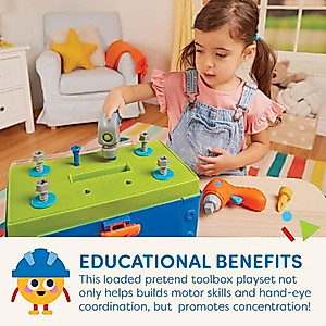 Battat – Kids Tool Set – Pretend Construction Toys – Durable Toy Tools – Toddler Tool Box – Busy Builder Tool Box- 3 Years +