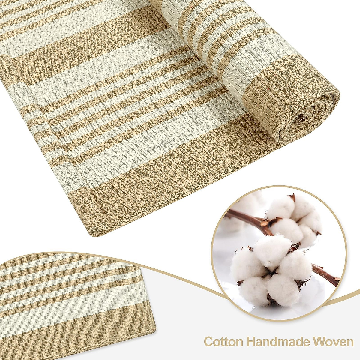 OJIA Outdoor Rug 3'x5', Hand-Woven Cotton Entry Rug Machine Washable Rugs Striped Porch Rug Indoor Outdoor Area Rug Floor Mat for Front Door/Farmhouse/Entryway/Bedroom/Home Entrance