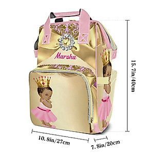 XIUCOO Custom Pink Gold Baby Girl Diaper Bag Backpack with Name Personalized Nappy Shoulders Bag Women Men Gifts 10.83 x 6.69 x15 inch (LxWxH)