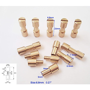 5Afashion EDC Knife Fasteners Rivets,Knifemakers Corby Screws,DIY knife handle stud - 10 sets (brass, 0.27")