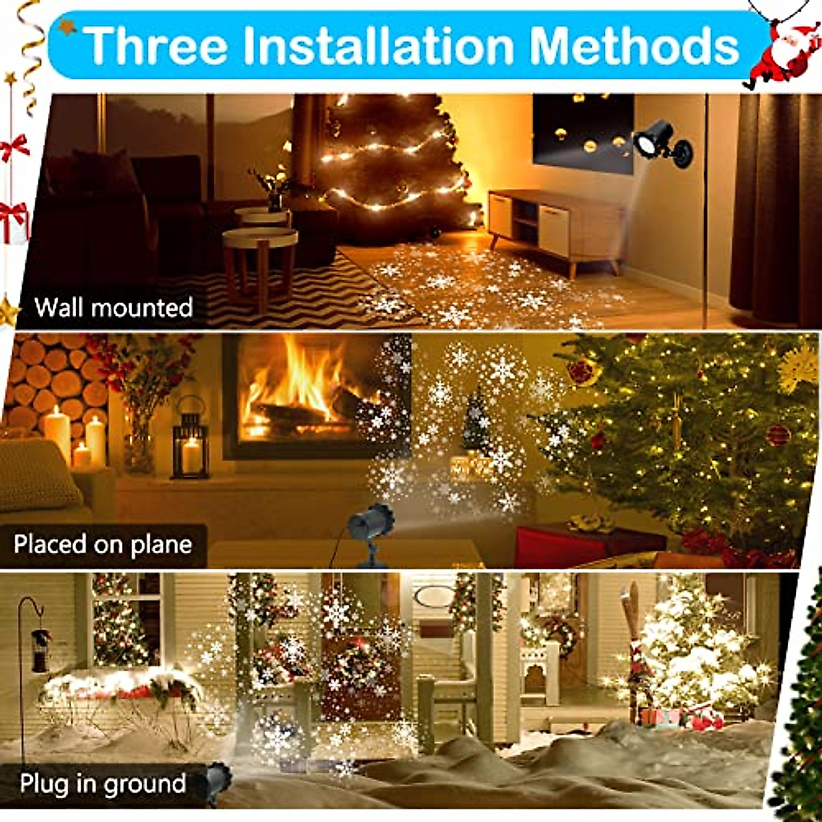 auanvel Christmas Snowflake Projector Lights Waterproof LED White Snowfall Projector Lights for Christmas, Holiday, Halloween, Party, Garden, Wedding, Indoor Outdoor Decorations