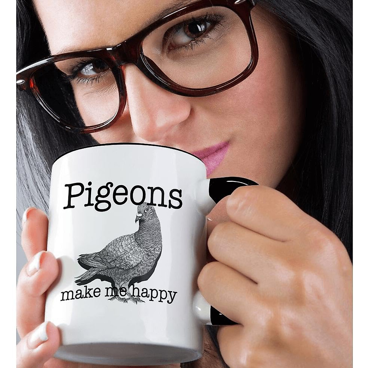 3dRose Pigeons make me happy Mug, 1 Count (Pack of 1), Black