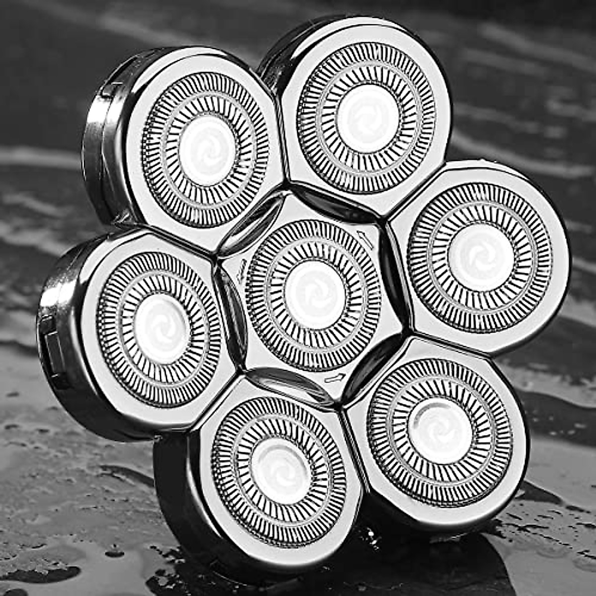 WAHFOX 7D 7 Heads Shaver Replacement Head 7 Blades 7D Replacement Shaver Head Blade 7 Heads Beard Electric Razor Shaver Head (Silvery)