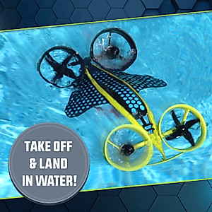 WowWee HydraQuad 3-in-1 Hybrid Air to Water Stunt Drone – Remote Control Toy for Kids