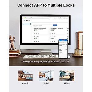 Smart Door Lock Set for Front Door, Zowill 7-in-1 Fingerprint Deadbolt with App Control, Keyless Entry Door Lock with 2 Lever Handles, Biometric,Touchscreen Keypad, Auto Lock, Matte Black
